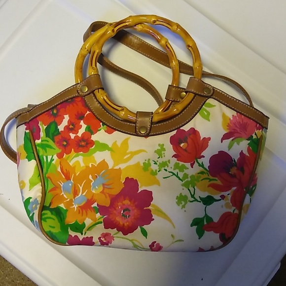 Relic | Bags | Relic Floral Design Purse With Bamboo Handles | Poshmark